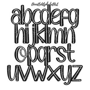 Center Line Black and White Grunge Letters PNG, Uppercase & Lowercase ...