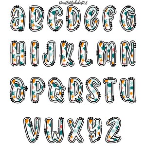 Splash Doodle Alphabet PNG Bundle, Vibrant Bright Boho Pastel Colors ...