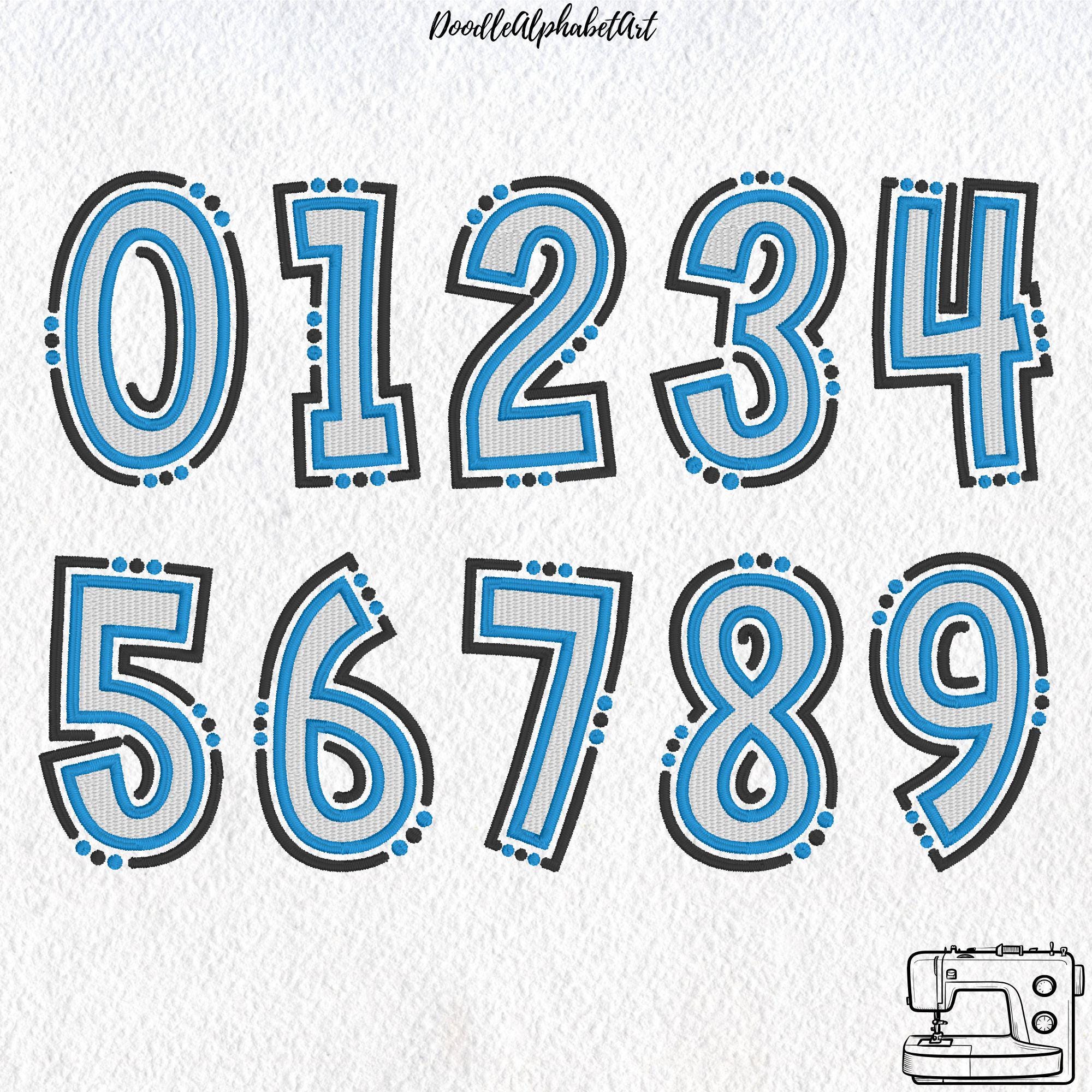 Lines and Dots Satin Border and Fill Stitch Embroidery Font, 6 Sizes 7 ...