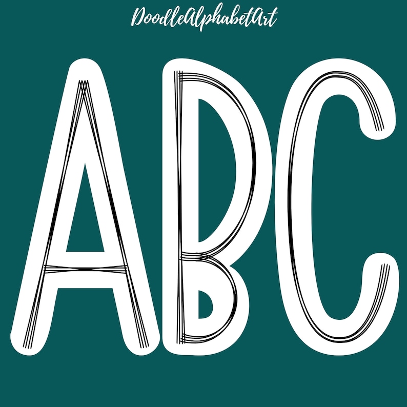 Black & White Scribble Alphabet PNG Bundle, Doodle Letters PNG, Digital ...