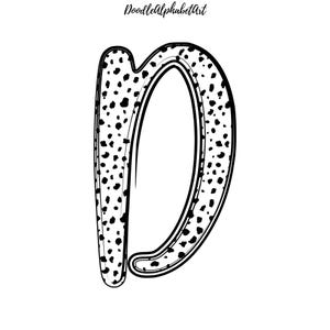 Dalmatian Dots Outline Scribble Alphabet PNG, Black and White Color ...