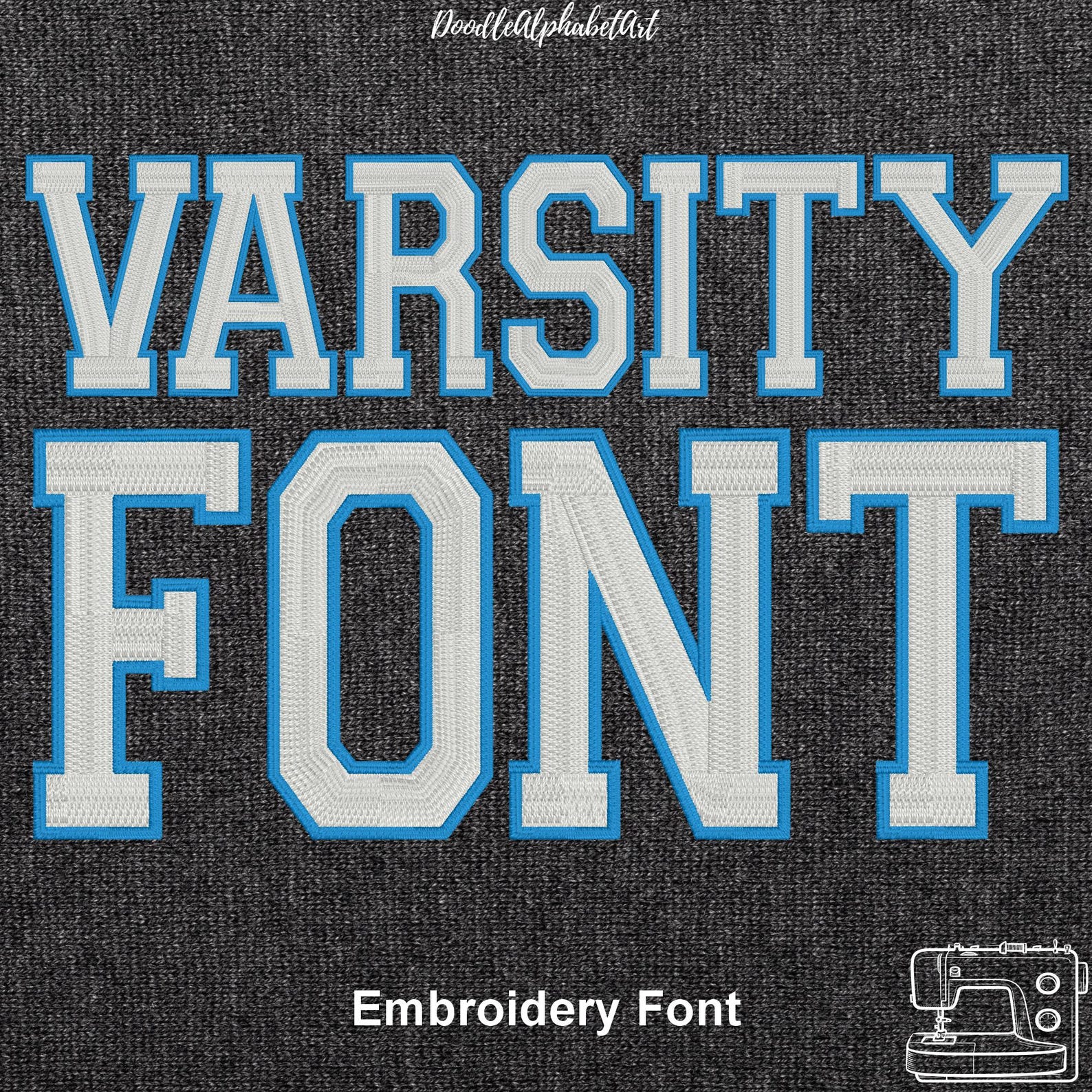 Varsity 2 Color Embroidery Font, 6 Sizes 7 Formats , Native BX, Outline ...