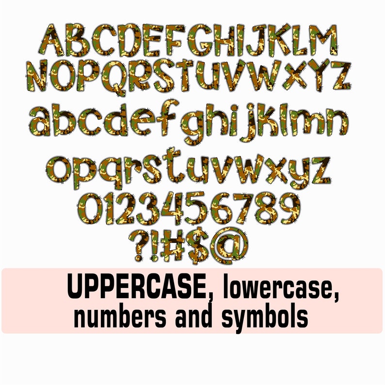 Camo Doodle Alphabet Letters PNG Bundle Sublimation Designs - Etsy