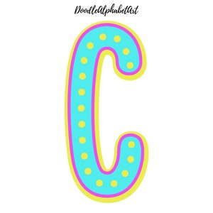 Neon Polka Dot Alphabet PNG Bundle: Funky Marquee Letters (digital ...