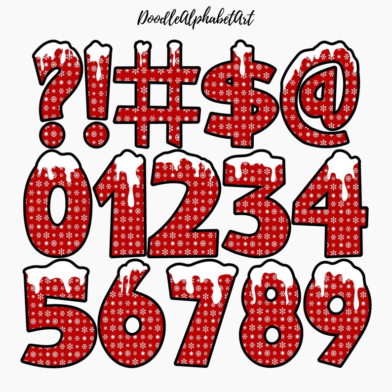 Winter Snowflake Alphabet PNG Bundle: Hand-drawn Letters (digital ...