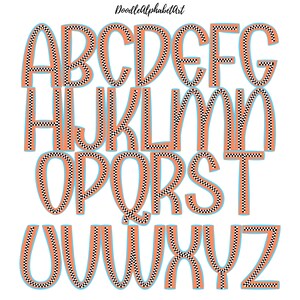 Checkerboard Alphabet PNG Bundle, Summer, Bold and Bright Colors, 5 ...