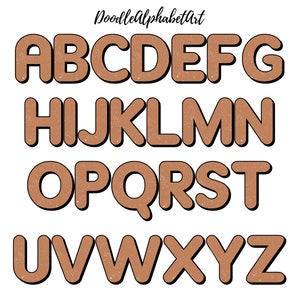 Boho Distressed Letter PNG With Block Shadow, Grunge Doodle Alphabet ...