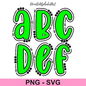 Outline Doodle Letters, Dots Blank Alphabet PNG SVG Bundle, Transparent ...
