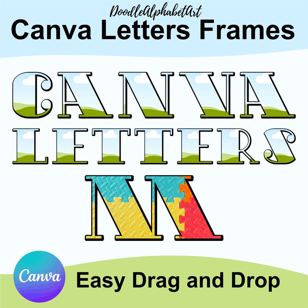 Canva Letter Frames Art Deco Font Doodle Alphabet Editable - Etsy