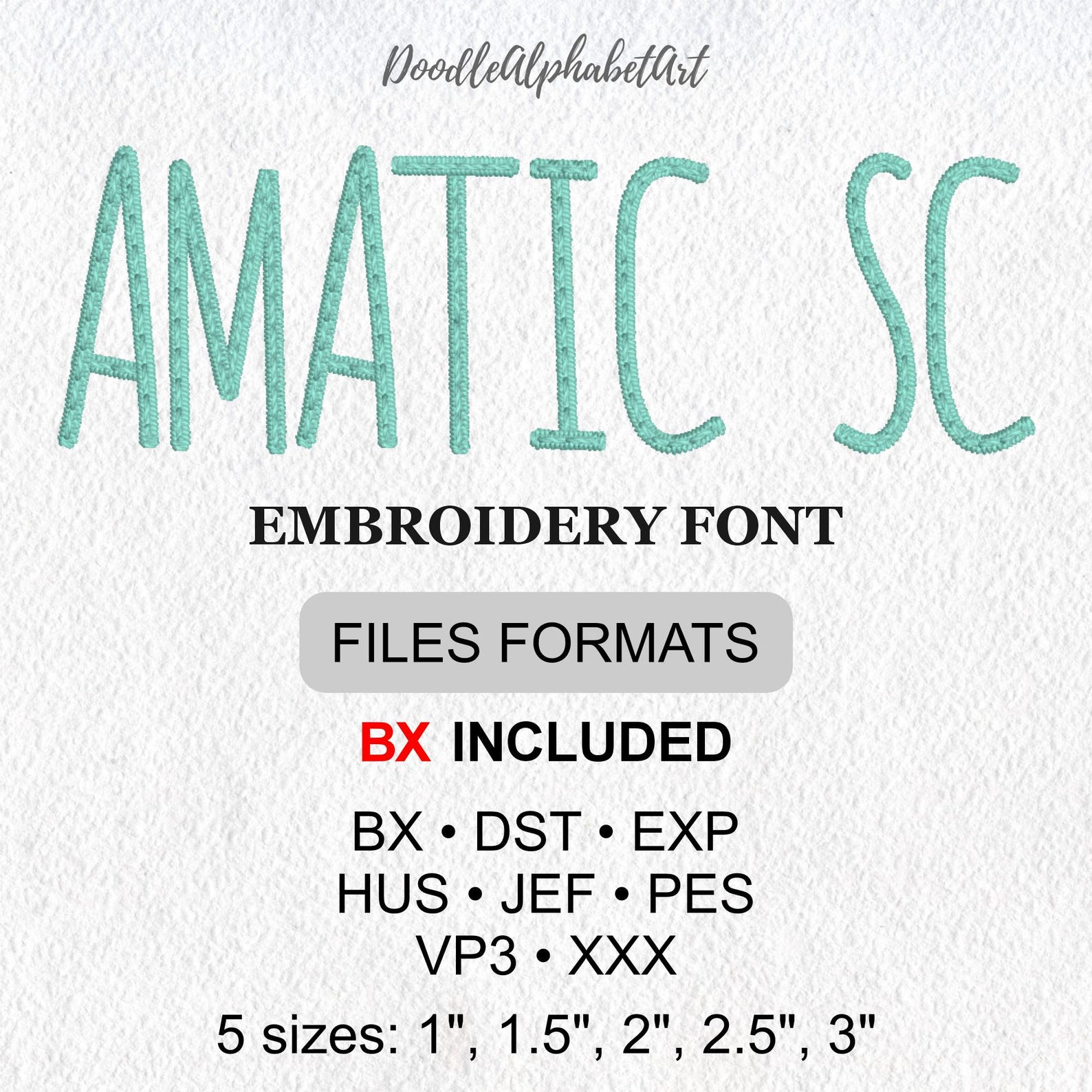 Amatic SC Embroidery Font: Hand-drawn Design, 5 Sizes (digital Download ...