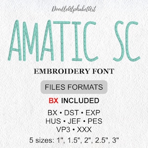 Amatic SC Embroidery Font: Hand-drawn Design, 5 Sizes (digital Download ...