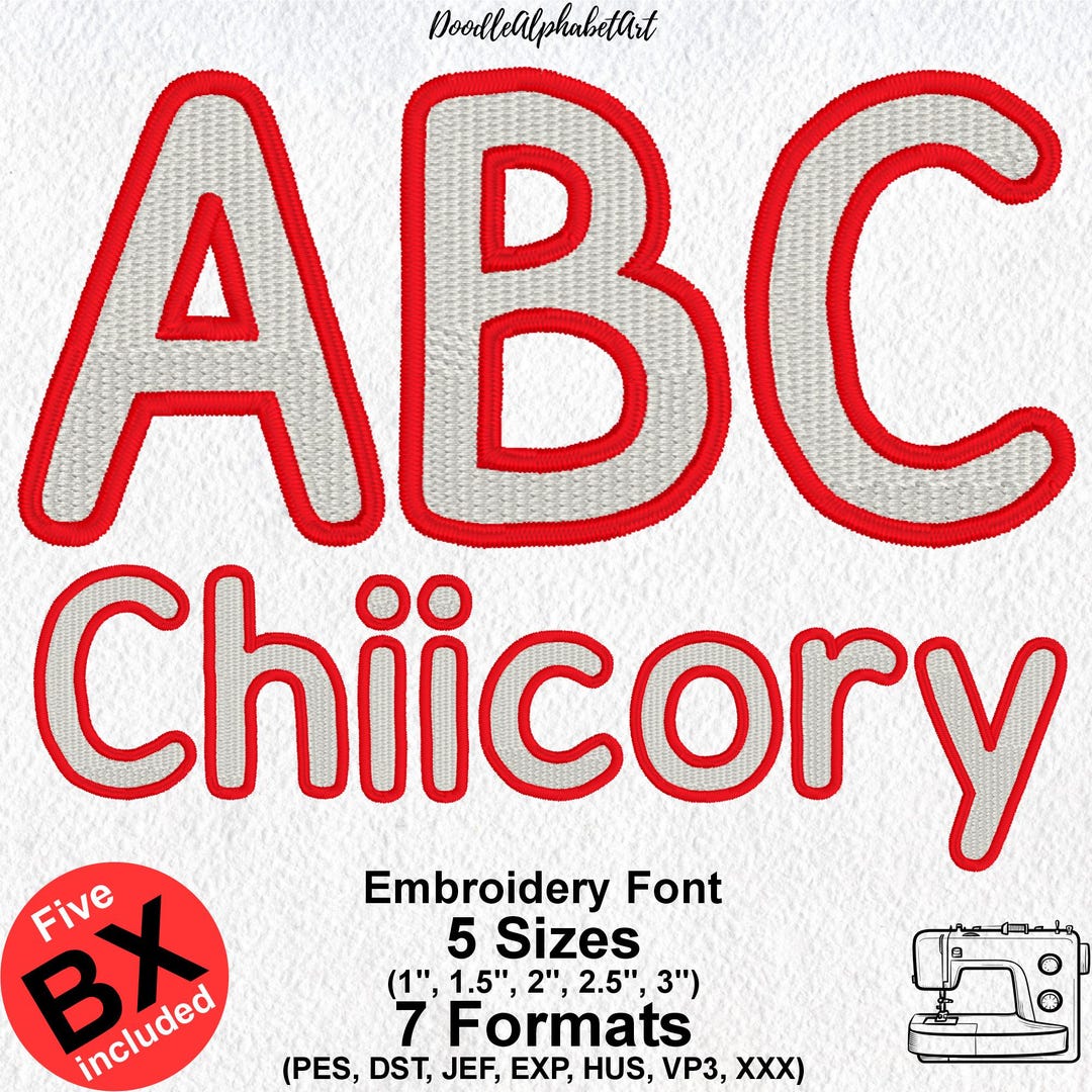 Chicory Satin Embroidery Font: Border & Fill Stitch (BX PES DST Files ...