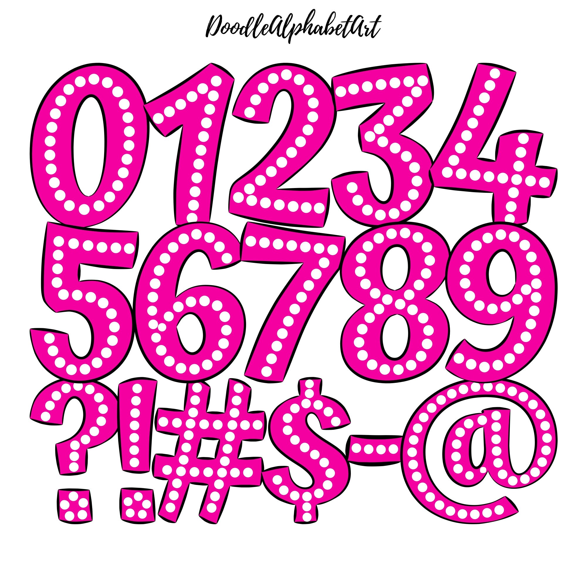 Polka Dot Doodle Alphabet PNG Bundle: Bright Color Alpha Sets (digital ...