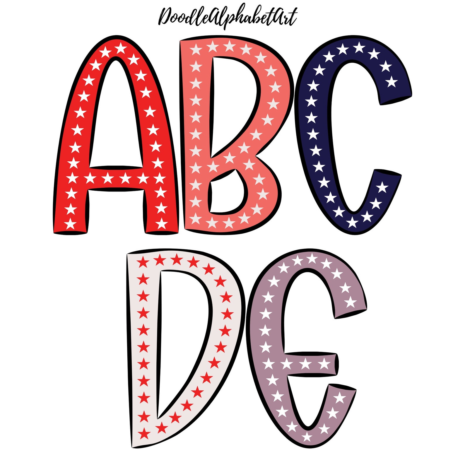 Patriotic Alphabet PNG: 4th of July Star Letters (digital Download) - Etsy