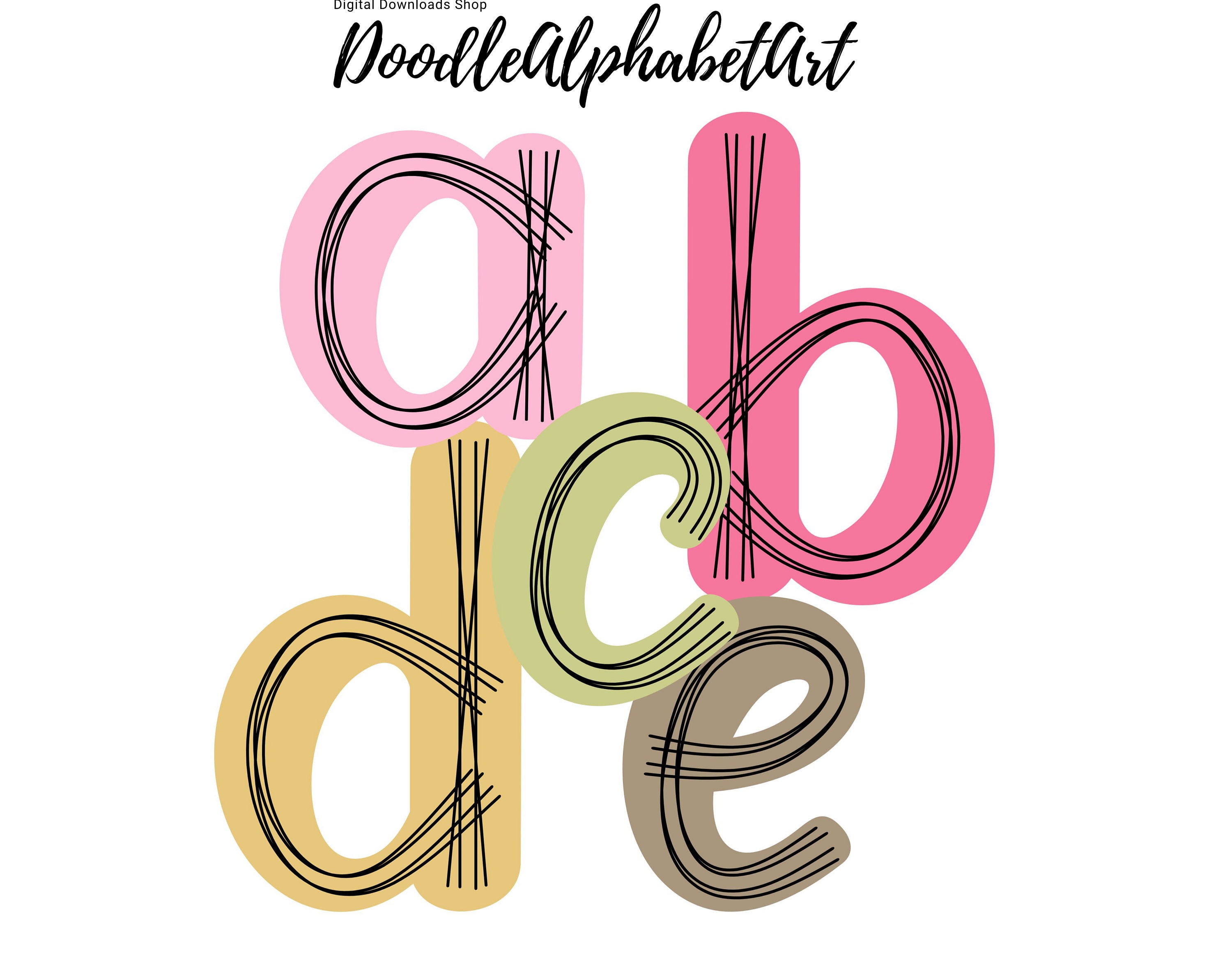 Scribble Letters PNG in 5 Colors Schemes for Mother's Day - Etsy