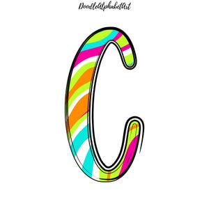 Bright Colorful Patterns Alphabet Clip Art PNG, Outline Scribble Alpha ...