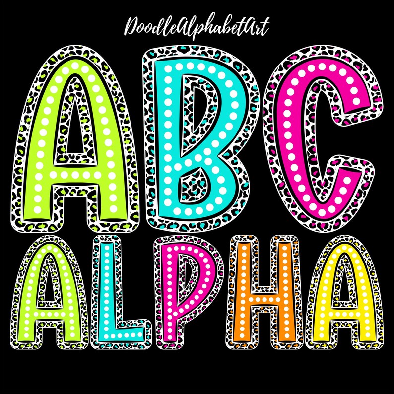 Leopard Print Alphabet PNG Bundle: Polka Dot Letters, Numbers (digital ...