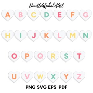 Heart Beads Clip Art Font, Bundle of 5 Sets Letters PNG SVG EPS Pdf in ...