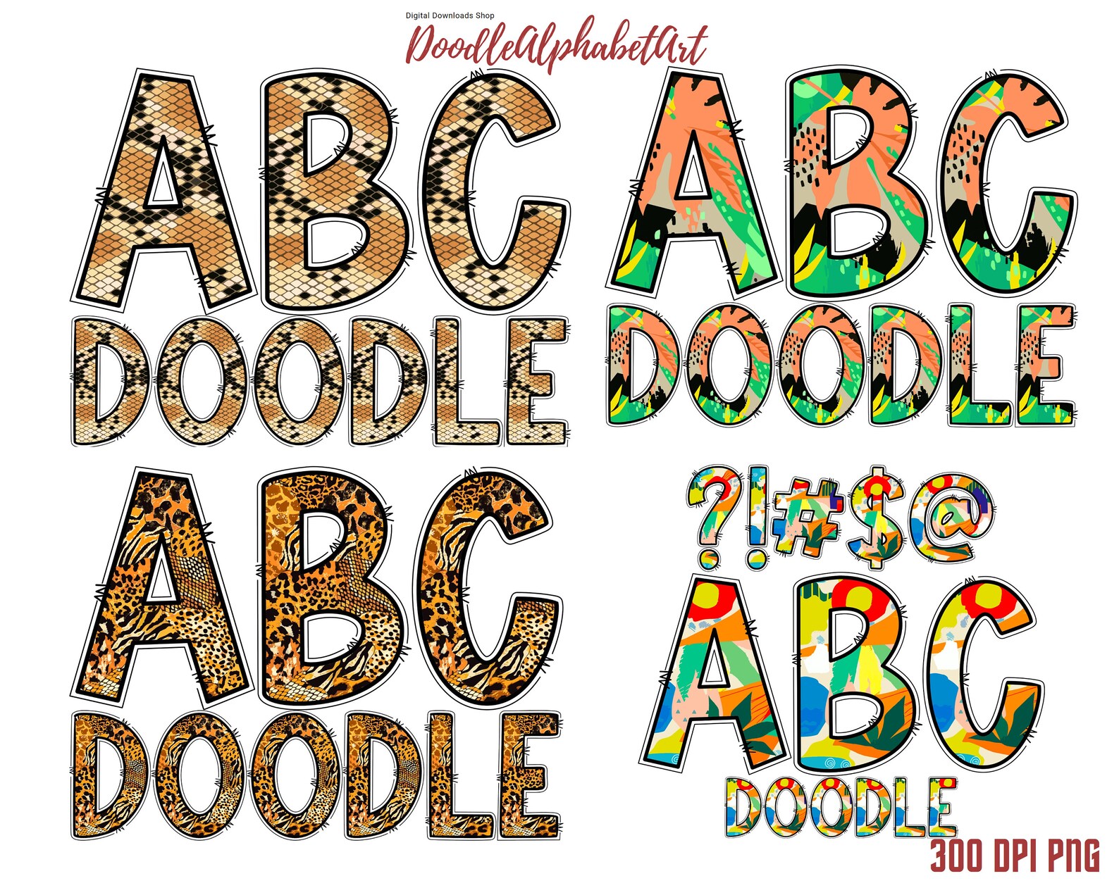 Mega Alphabet PNG Bundle Sets of Hand Drawn Digital Doodle Print ...