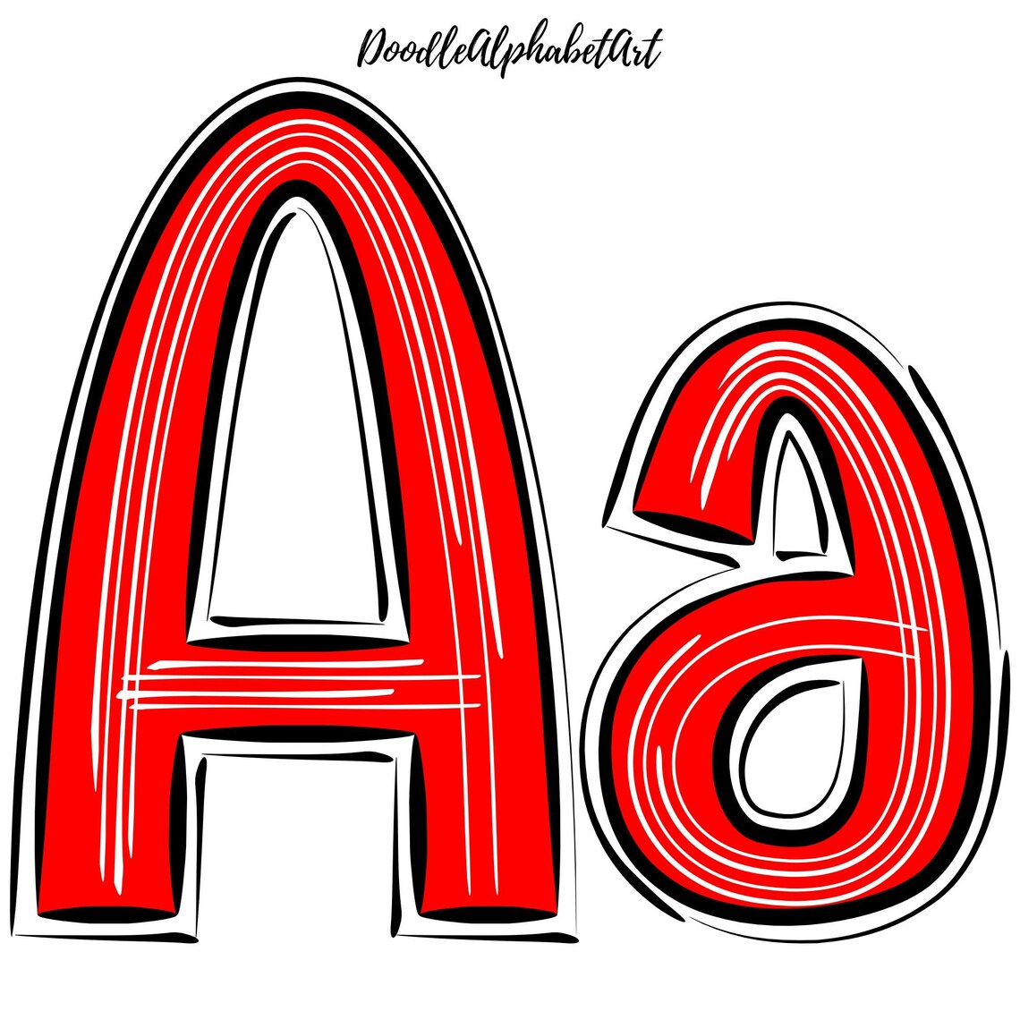 Black & Red Scribble Letters PNG Bundle, White Splash Lines Doodle ...