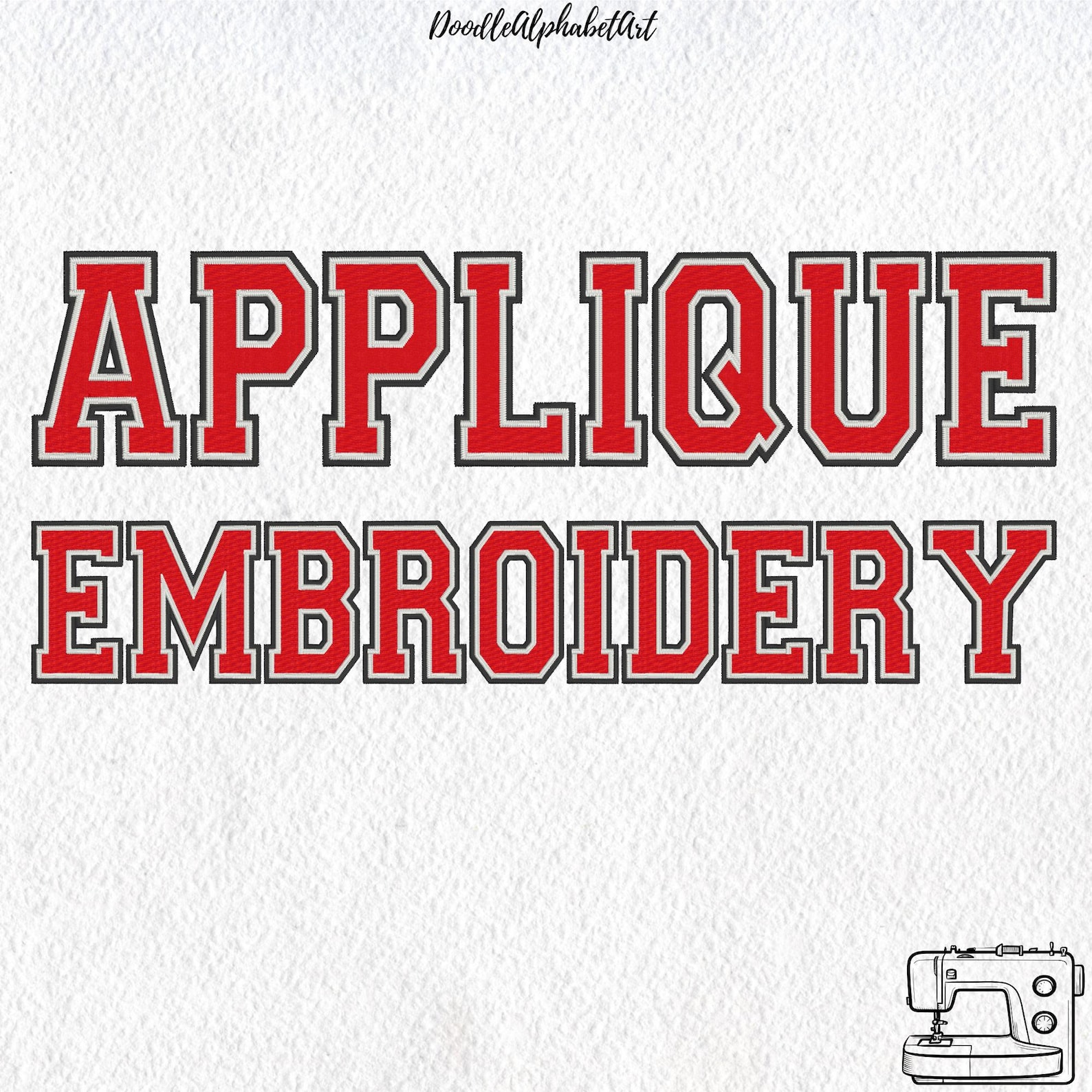 Sport Varsity Applique 2-color Outline Satin Stitch Embroidery Font, 7 ...