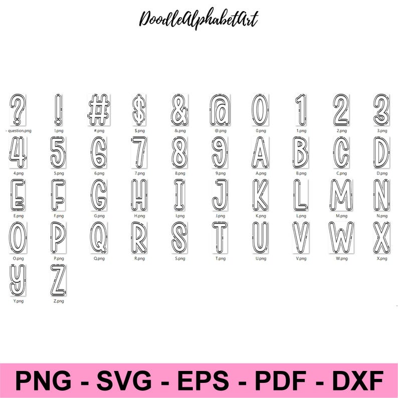 Doodle Alphabet: Transparent PNG SVG Letters for Cricut (digital ...