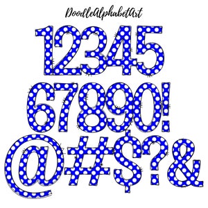 Doodle Blue Polka Dot Alphabet PNG Bundle, 2 Alpha Sets, Blue and White ...