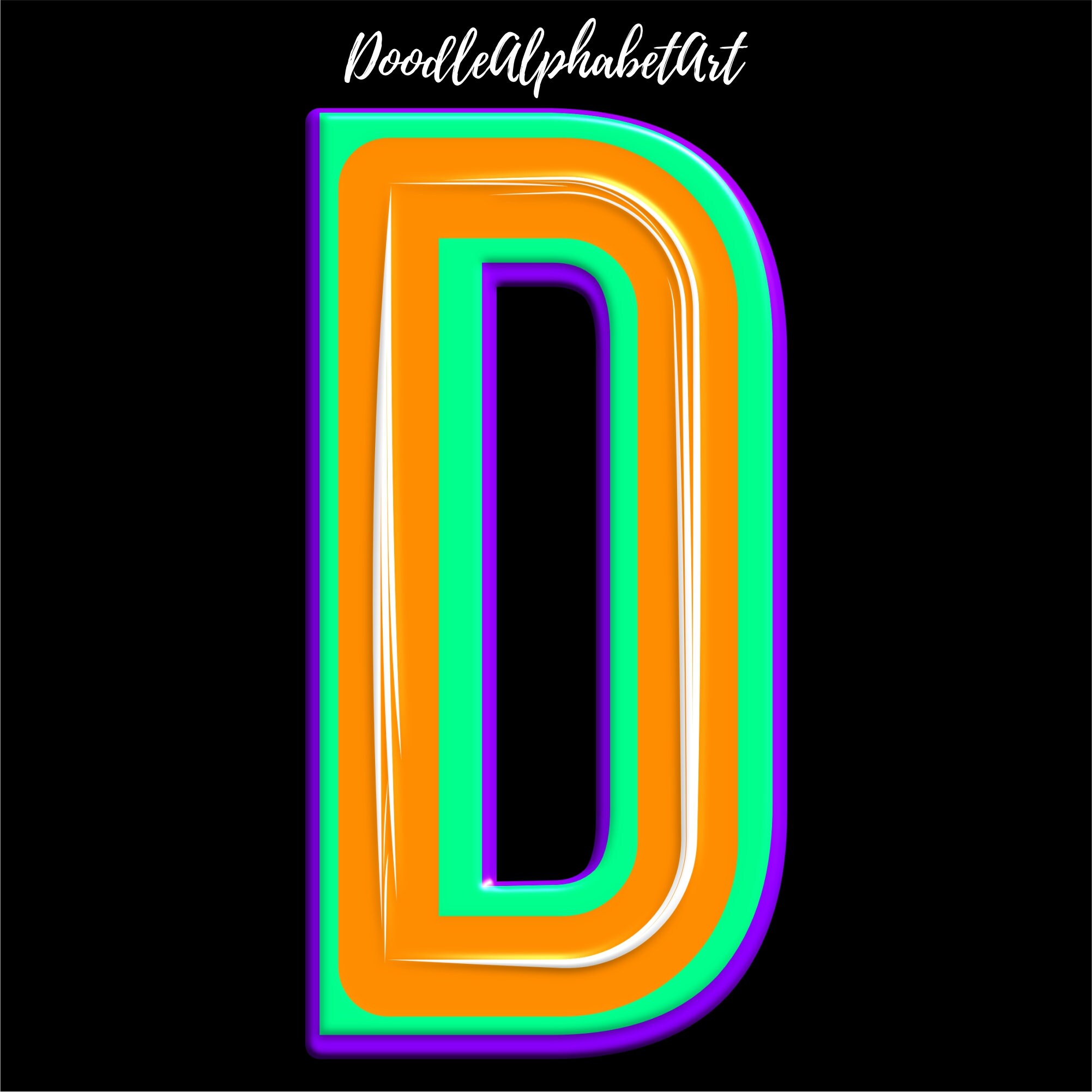 Retro Funky Alphabet PNG Bundle: Bright Doodle Letters (digital ...
