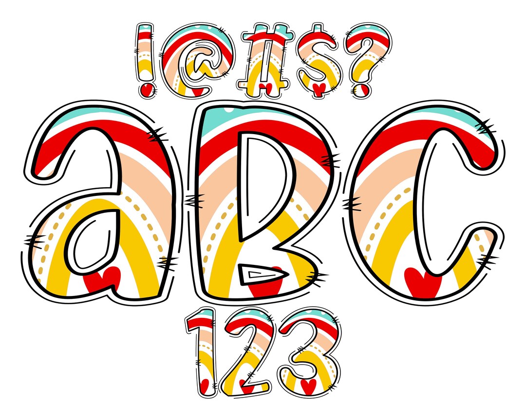 Boho Rainbow Alphabet PNG. Classroom Rainbow Alphabet | Hand Drawn ...