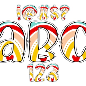 Boho Rainbow Alphabet PNG. Classroom Rainbow Alphabet | Hand Drawn ...