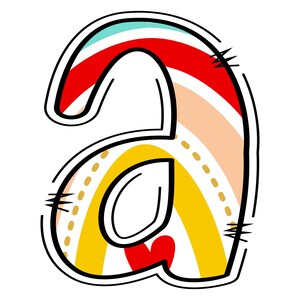 Boho Rainbow Alphabet PNG. Classroom Rainbow Alphabet | Hand Drawn ...