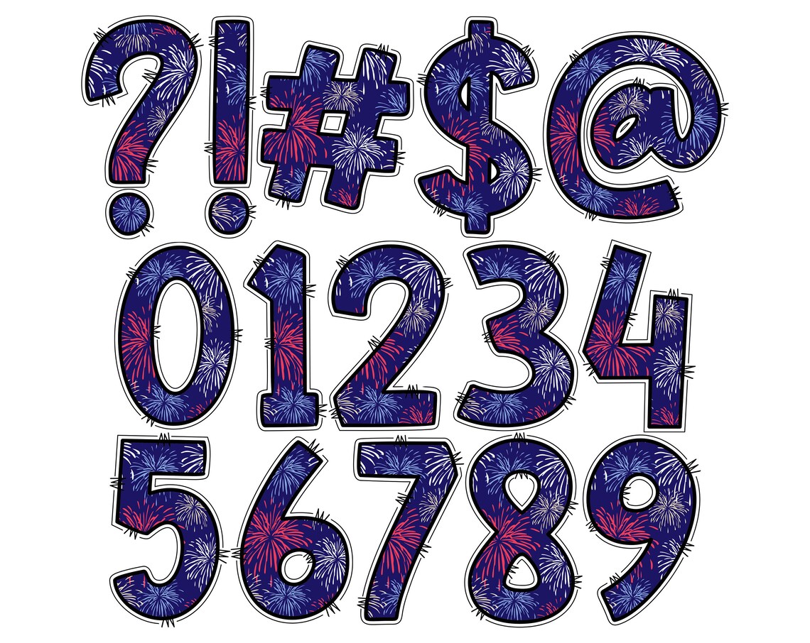 Fireworks Doodle Digital Alphabet Letters PNG, Hand Drawn Digital ...