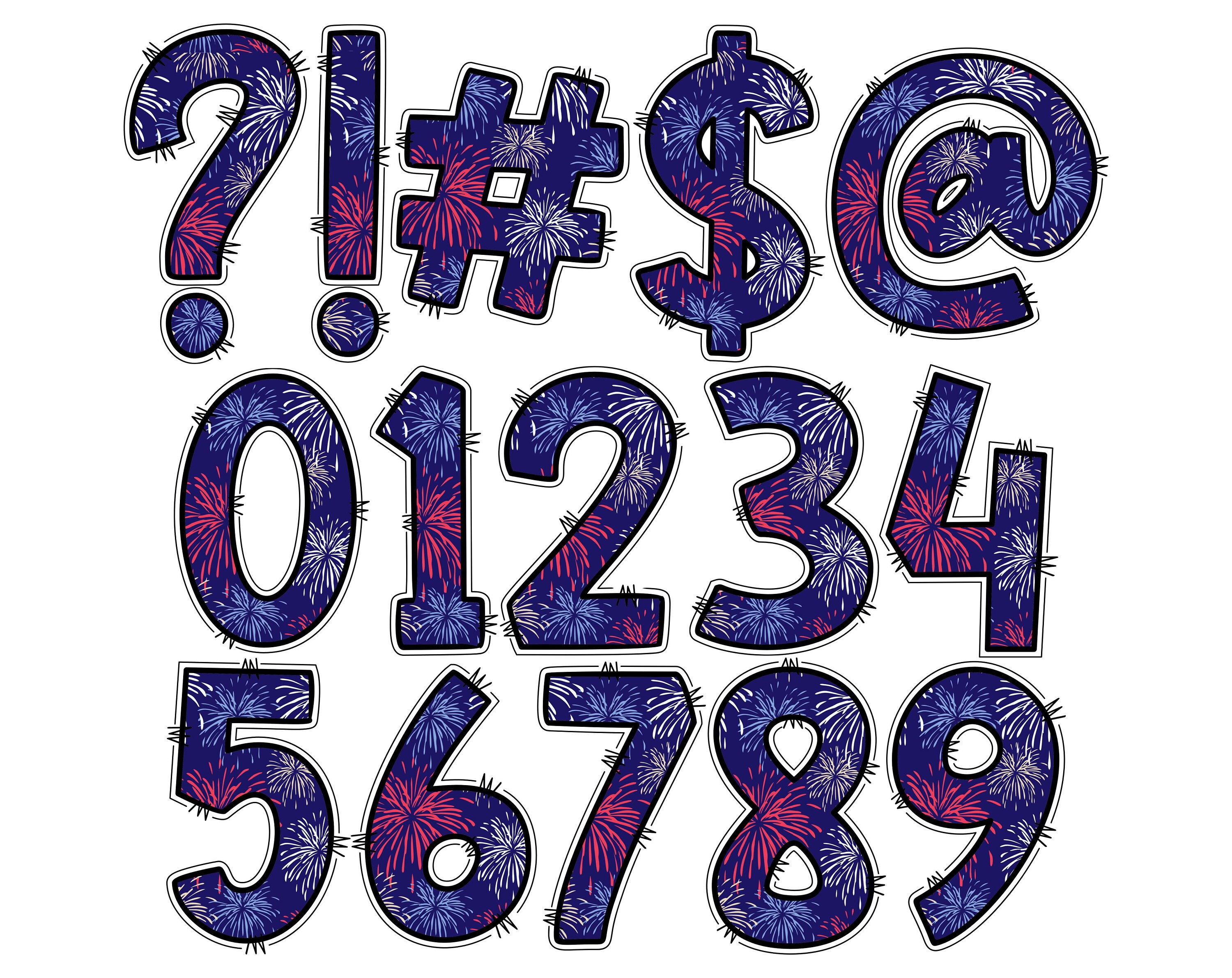 Fireworks Doodle Digital Alphabet Letters PNG, Hand Drawn Digital ...