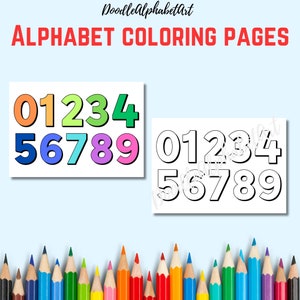 Coloring Alphabets Pages for Kids, Letters A to Z Uppercase, Numbers 0 ...
