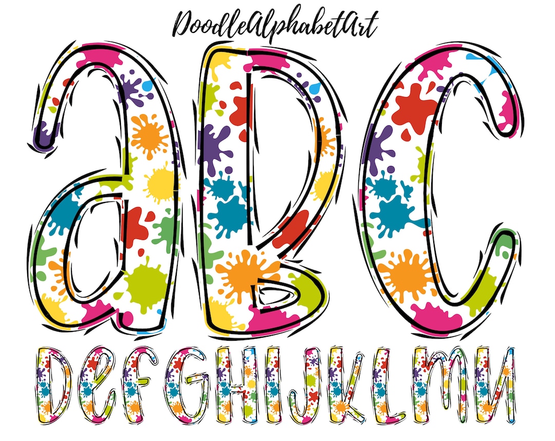 Paint Splats Letters PNG, Wave Outline, Hand Drawn Digital Doodle ...