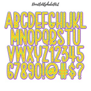 Neon Polka Dot Alphabet PNG Bundle: Funky Marquee Letters (digital ...