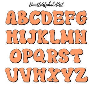 Retro Groovy Font PNG Bundle, 5 Alpha Sets in Teacher Color Palette ...