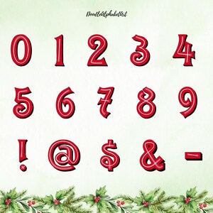 Christmas Doodle Alphabet PNG Set, Trendy Color Christmas Palette ...