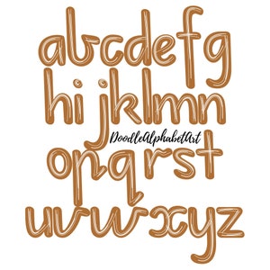 White Underline Doodle Alphabet PNG Bundle, Boho Color Scribble Letters ...