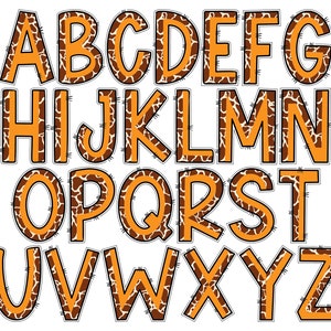 Half Giraffe Animal Print Skin Digital Alphabet and Numbers PNG, Alpha ...