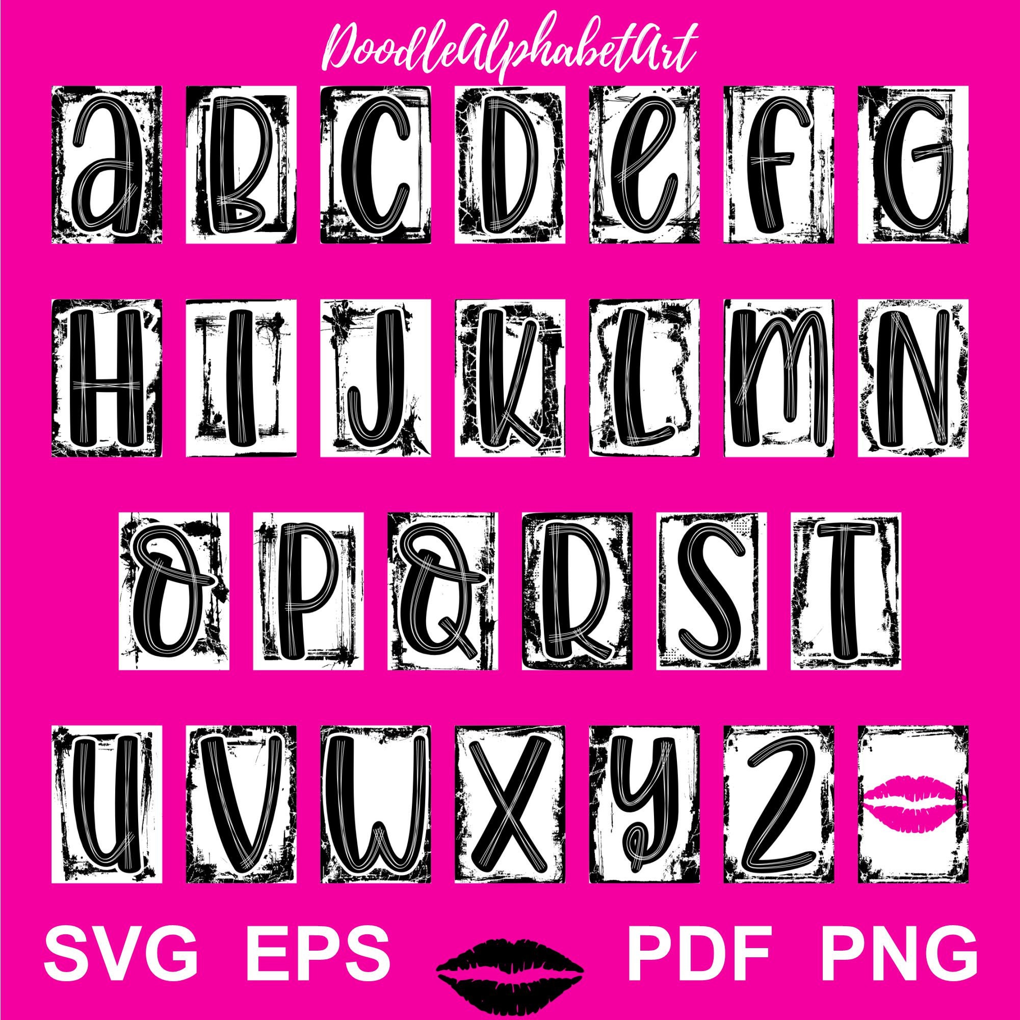 Scribble Burn Book Letters, Doodle Font SVG PNG EPS Pdf, Cricut Cut ...
