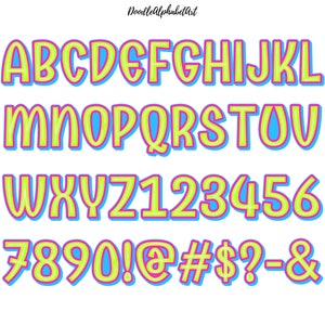 Funky Retro Alphabet PNG Bundle: Colorful Scribble & Dot Letters ...