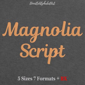 Magnolia Script Embroidery Font: Classic Cursive Fill Stitch (5 Sizes ...