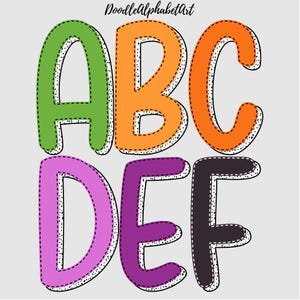 Spooky Halloween Doodle Dots Letters PNG Bundle With Dalmatian Spots ...