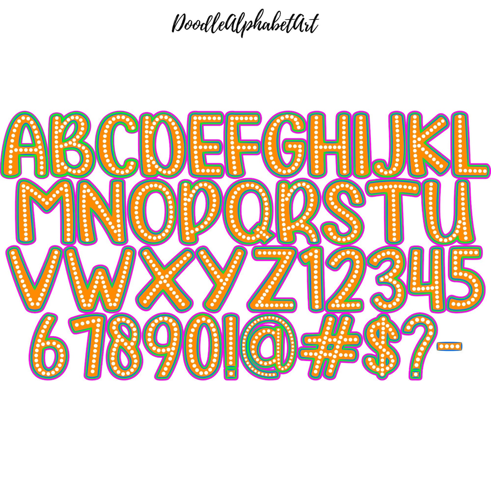 Polka Dot Marquee Alphabet PNG Bundle: Funky Colorful Letters (digital ...