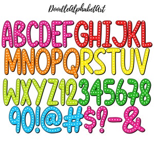 Doodle Dots Alphabet PNG Bundle: Bright Polka Dot Letters (digital ...