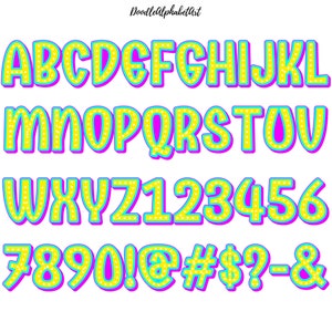 Funky Retro Alphabet PNG Bundle: Colorful Scribble & Dot Letters ...