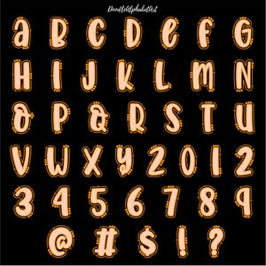 Preppy Doodle Letters PNG Bundle, 7 Colors Lines and Dots Alphabet, 44 ...