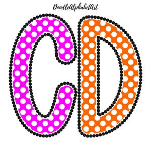 Dots Letters PNG Bundle, Bright Colors Alphabet, Hand-drawn Lettering ...