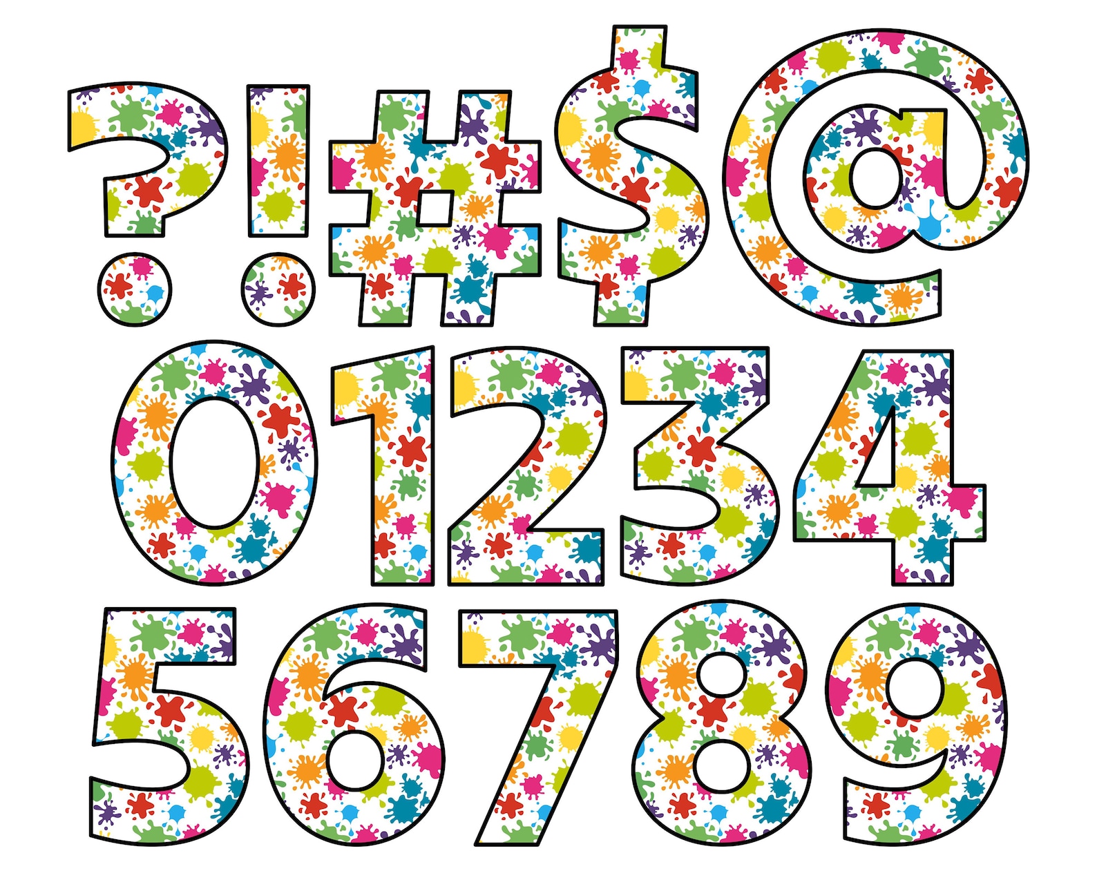 Paint Splatter Doodle Alphabet PNG Bundle: Hand Drawn Letters Digital ...